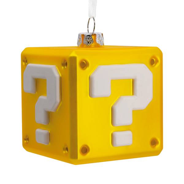 Hallmark Blown Glass Nintendo Super Mario Question Block Ornament ...