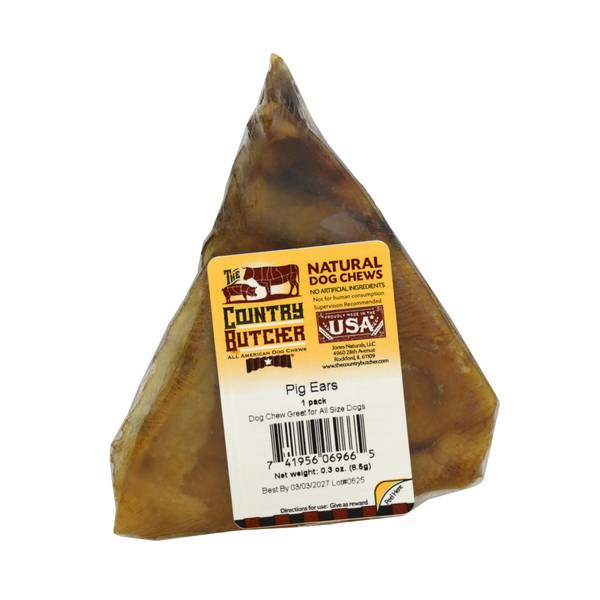 Country Butcher Standard Pig Ear Dog Treats, Natural Oven-Baked - 6966 ...