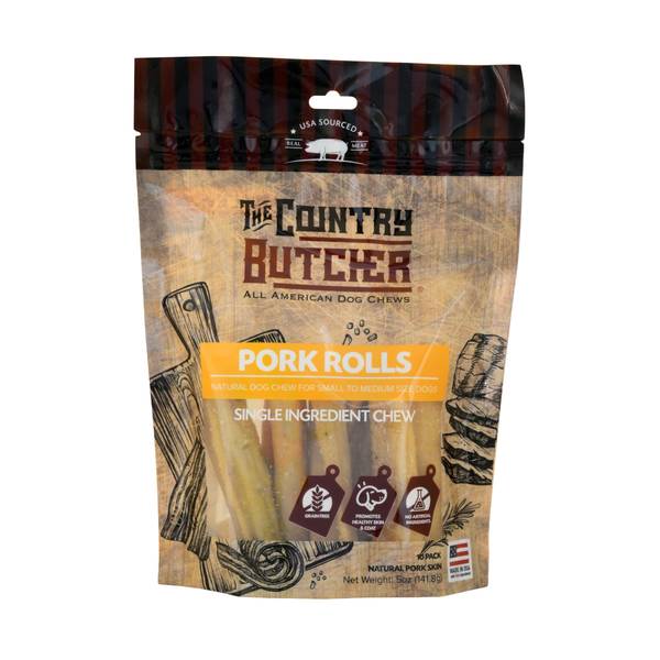 Country Butcher Pork Rolls Small 10-Pack, Single Ingredient Chew - 7509 ...