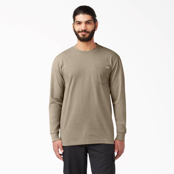 Dickies Men's Heavyweight Long Sleeve Pocket T-Shirt, Desert Sand, LT - WL450DS-TALL-LT | Blain ...