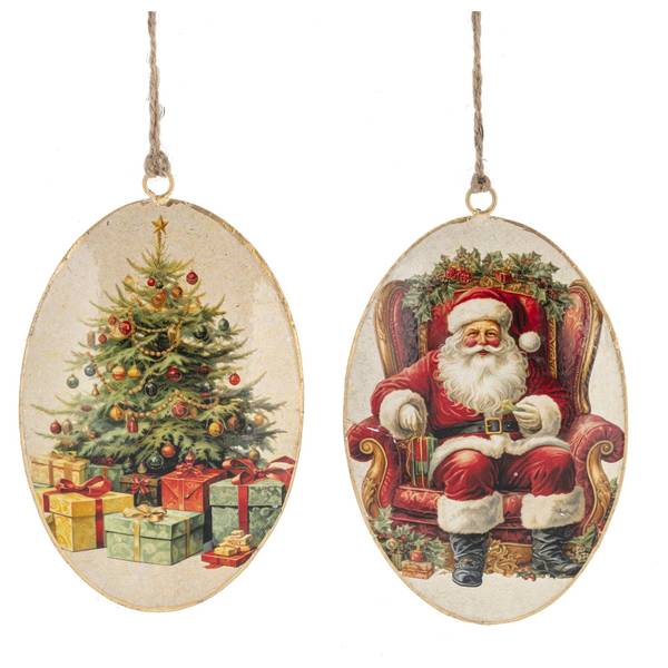 Ganz Vintage Santa/Tree Disk Ornament, Assorted - MX199655 | Blain's ...