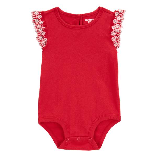 Oshkosh Eyelet Ruffle Bodysuit - Red - 1S917810-3M | Blain's Farm & Fleet