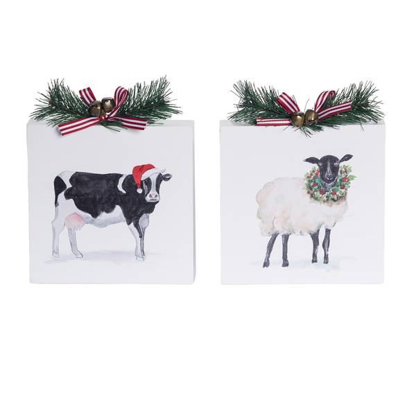 Transpac Imports Inc. Holiday Sheep/Cow Block Decor, Assorted - TC04433 ...