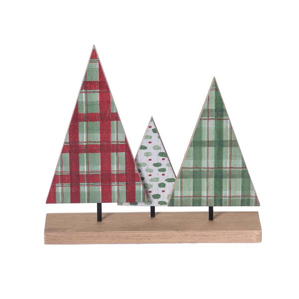 Transpac Imports Inc. MDF Holiday Plaid Trees on Base - TC04791 | Blain ...