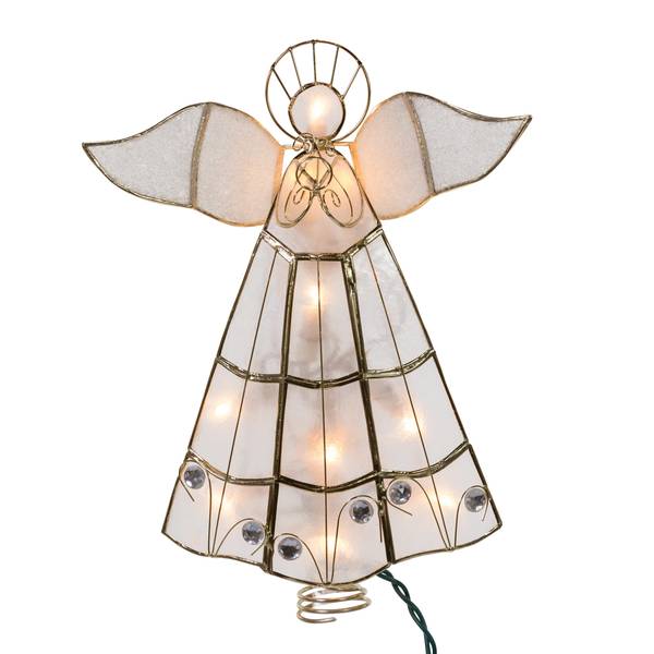 Kurt S. Adler 10-Light Capiz Angel with Trumpet Treetop - UL0340 ...