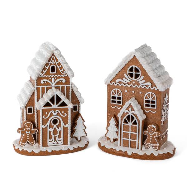 Gerson Lighted Resin Holiday Gingerbread Houses, Assorted - 2795640 ...