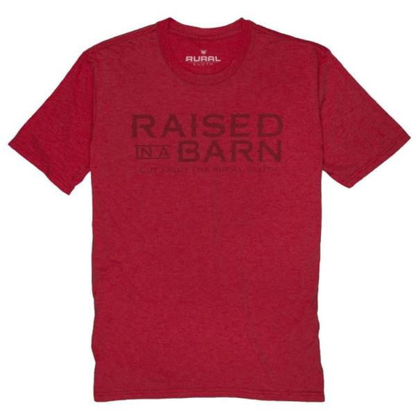 Rural Cloth Men's Raised In a Barn T-Shirt, Heather Burgundy, L ...