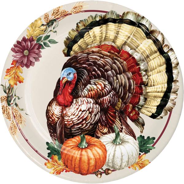 Creative Converting Vintage Turkey Dinner Plate - 376012 | Blain's Farm ...