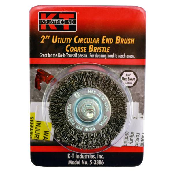 K-T Industries CIRCULAR END BRUSH 2" COARSE HEX SHAFT - 5-3386 | Blain's Farm & Fleet