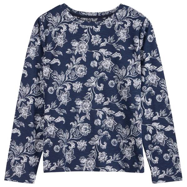 CG | CG Women's Long Sleeve Crew Neck Tee, Pageant Blue Jacobean, 2X ...