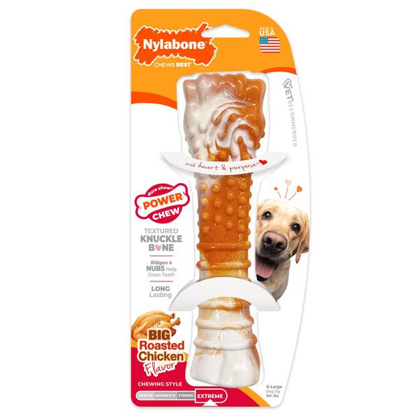 Nylabone Power Chew Textured Bone 70th Birthday Orange Swirl Chicken X ...