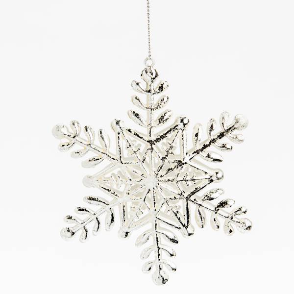 Caffco International Snowflake Ornament, White/Silver, 4.25" - XO6075120 | Blain's Farm & Fleet