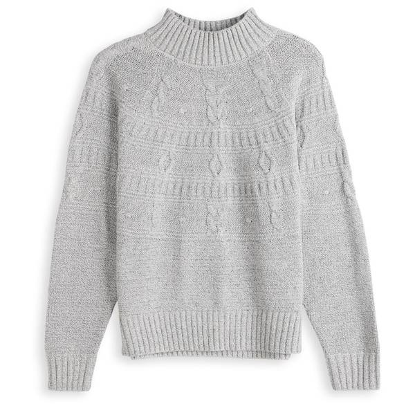 Jillian Nicole Women's Mock Neck Cable Yoke Pull-Over - 525660-145-S ...