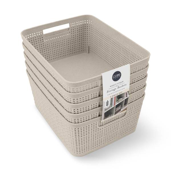 CORE HOME 5-Pack Wheat Straw Baskets - 50117 | Blain's Farm & Fleet
