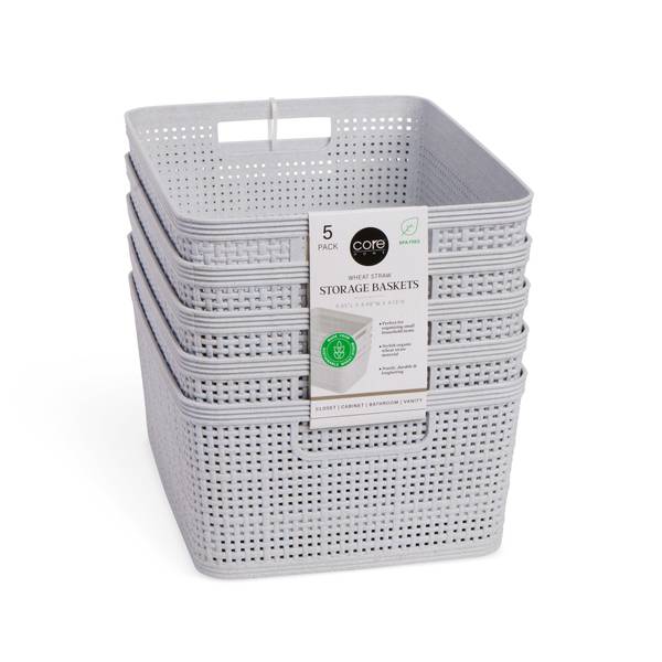 CORE HOME 5-Pack Wheat Straw Baskets - 50122 | Blain's Farm & Fleet