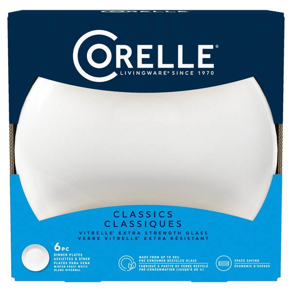 Corelle 6-Pack 10.25" Winter Frost White Dinner Plates - 1116215 ...