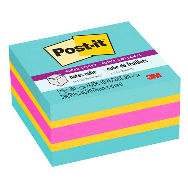 Post-It 3" x 3" Super Sticky Notes Cube - 2027-SSAFG | Blain's Farm & Fleet