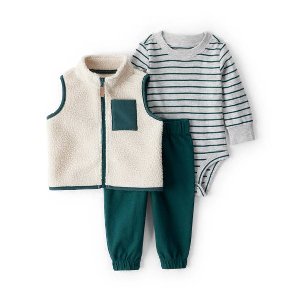 Carter's Infant Boy's 3-Piece Fleece Vest Outfit Set - 1U045710-3M ...