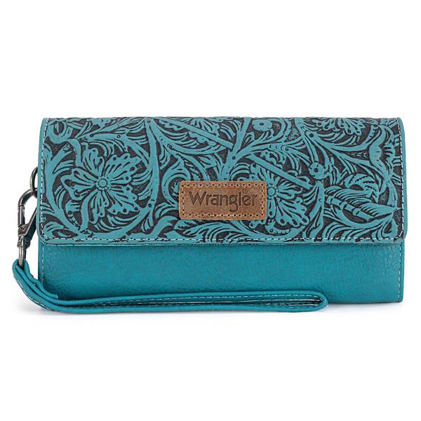 Wrangler Western Floral Tooled Tri-Fold RFID Wallet - WG196-W056-TQ-OS ...