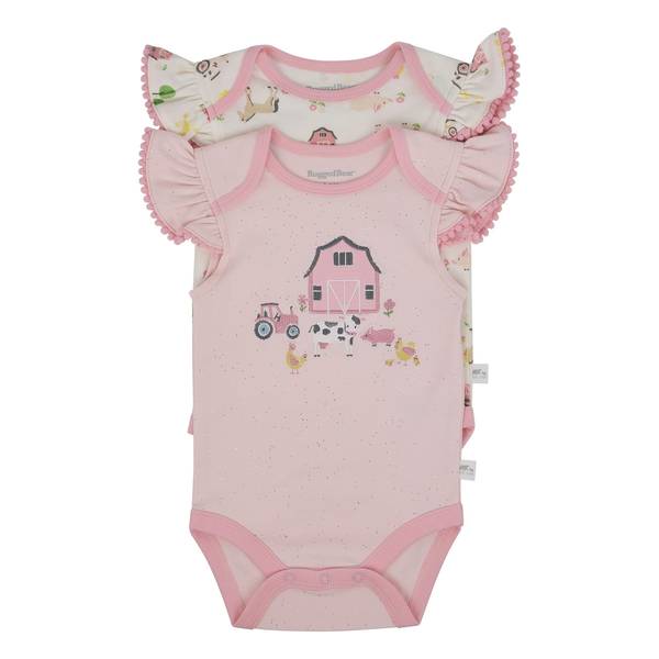Rugged Bear Infant Girl's 2-Pack Short Sleeve Farm Bodysuits ...