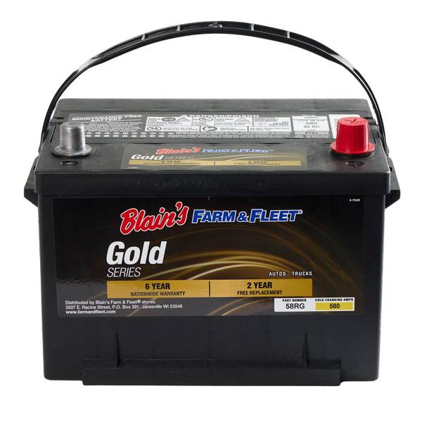 Blain's Farm & Fleet Gold Automotive Battery, Group Size 58R, 580 CCA ...