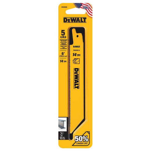 DEWALT 5-Pack 6" 18 TPI Reciprocating Saw Blades, 14 - DW4808 | Blain's ...