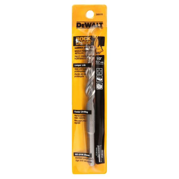 DEWALT 3/16"x6" Percussion Masonry Drill Bit, 1/2" x 6" - DW5235 ...