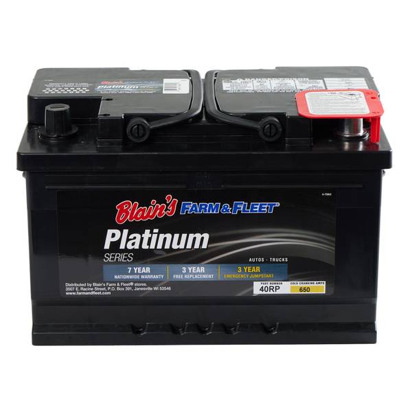 Blain's Farm & Fleet Platinum Automotive Battery, Group Size 40R, 650 ...