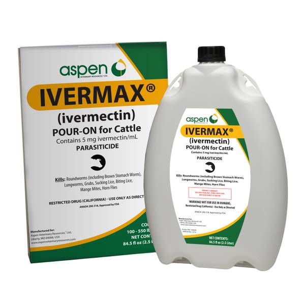 Aspen 250mL Ivermax (ivermectin) Pour On Parasite Control, 2.5L ...