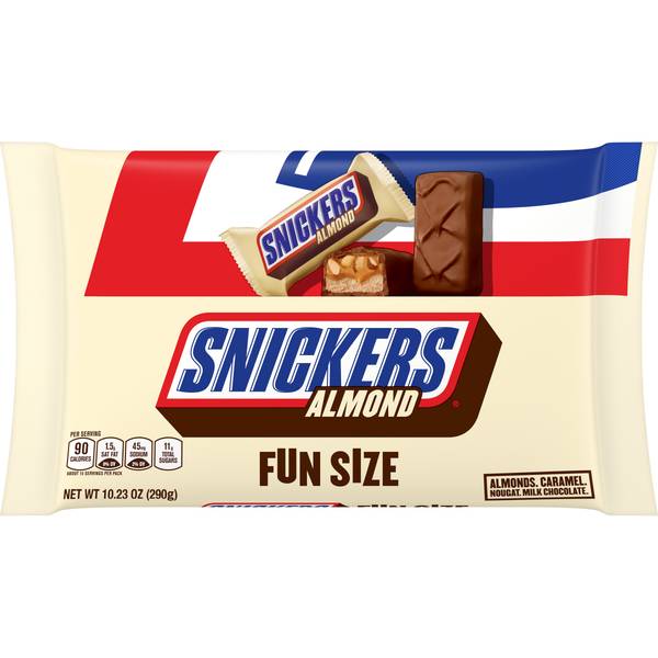 Snickers 10.23 oz Almond Fun Size Milk Chocolate Candy Bars Bag ...