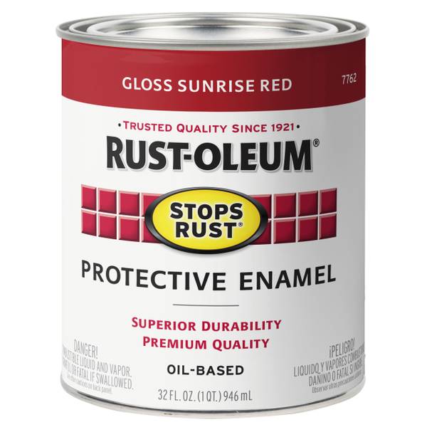 Rust-Oleum 1 Qt Stops Rust Gloss Protective Enamel Paint, Sunrise Red ...