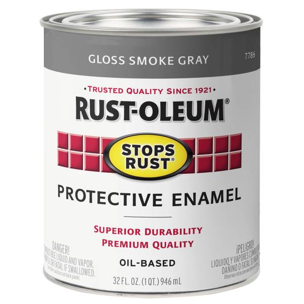 Rust-Oleum 1 Qt Stops Rust Gloss Protective Enamel Paint, Smoke Gray ...