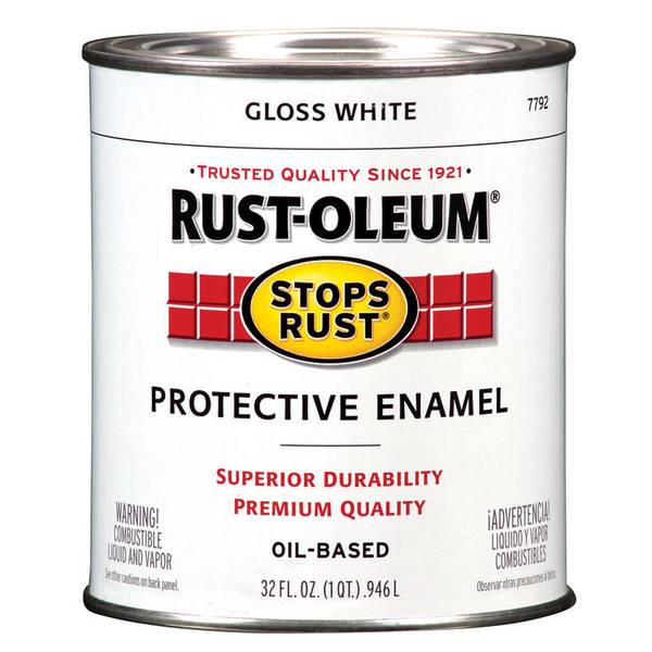 Rust-Oleum 1 Qt Stops Rust Gloss Protective Enamel Paint, White ...