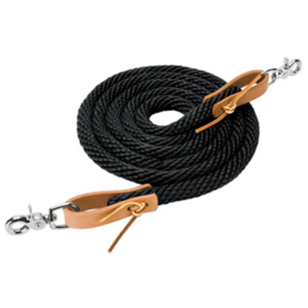 Weaver Leather 5/8" x 8' Black Poly Roper Reins with Scissor Snaps - 35 ...