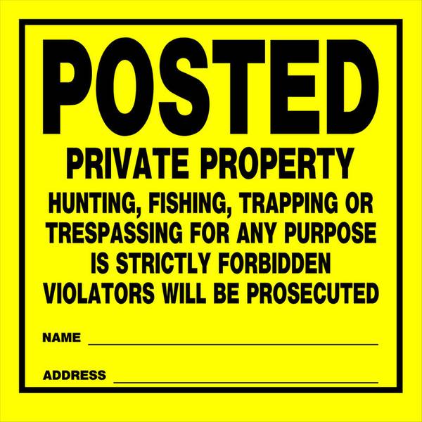 Hillman 11" x 11" Yellow Private Property Poster - 840167 | Blain's ...