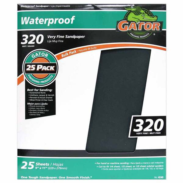 Gator 320 Grit Waterproof Sandpaper, 25 Pack - 4240 | Blain's Farm & Fleet
