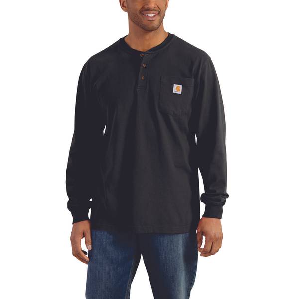 Carhartt Men's Long Sleeve Pocket Henley, Black, XL - K128BLK-XL ...