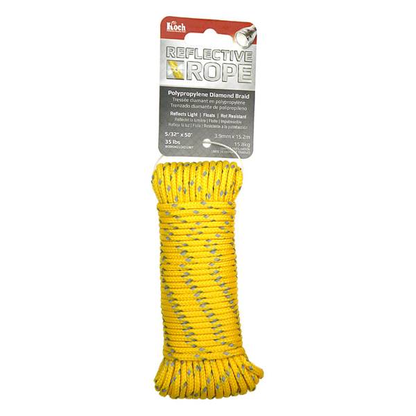 Baron Manufacturing Diamond Braided Poly Reflective Rope, Yellow ...